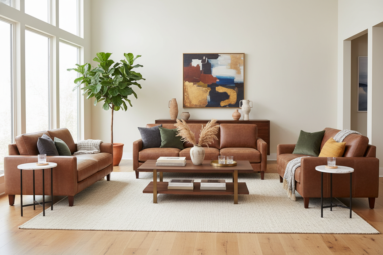 How to Style a Leather Couch Set Brown for Timeless Luxury