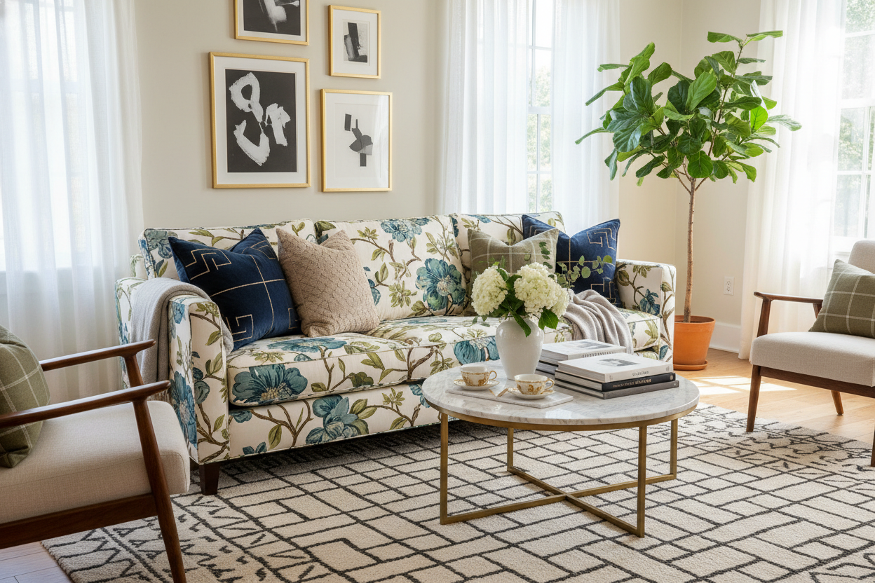 How to Style an IKEA Floral Couch for a High-End Look
